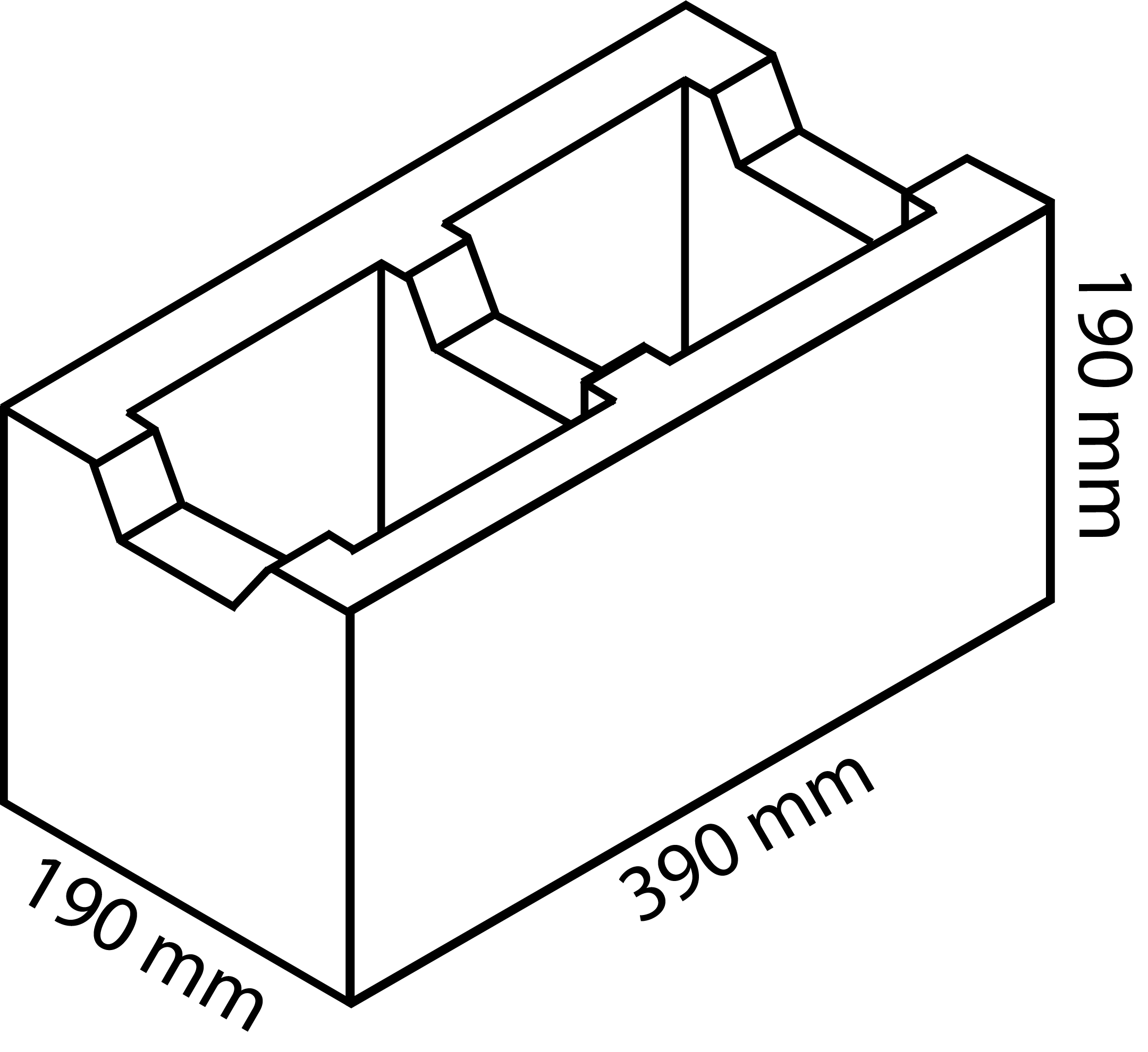 20-42 Recessed Head Masonry Block 390 x 190 x 190MM